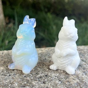 1.5 " Carved Opal / White Jade Rabbit , Carved Crystal Animal, Gemstone ...