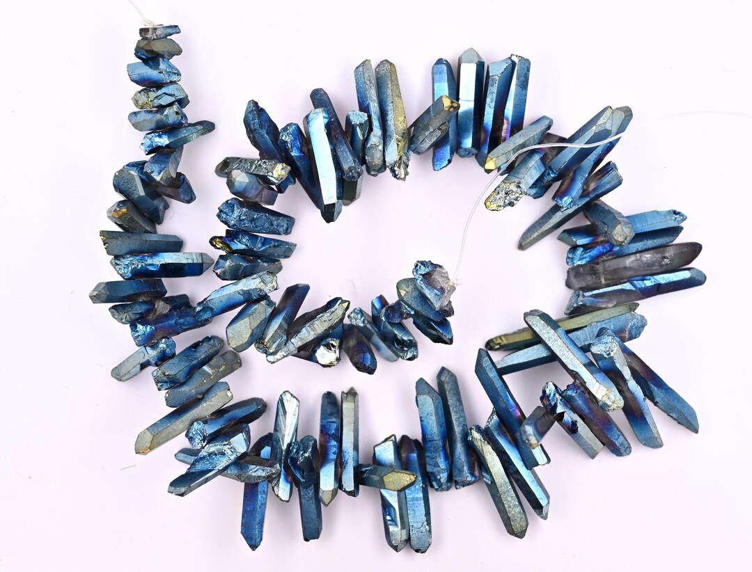 Blue Titanium Quartz Crystal Point Beads - 15” Strand - Etsy