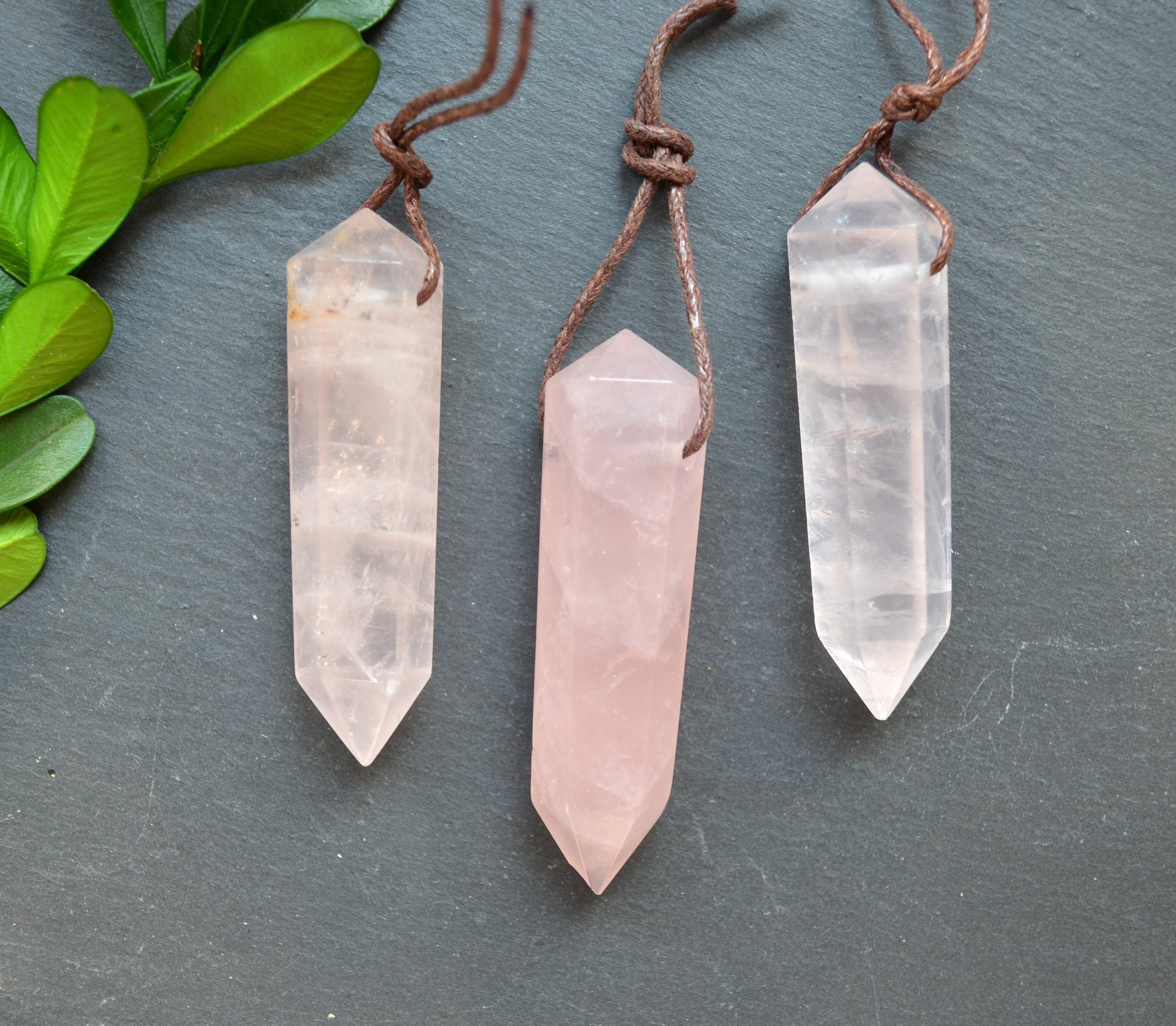 Nature Pink Rose Quartz Crystal Point Pendant for Necklace | Etsy