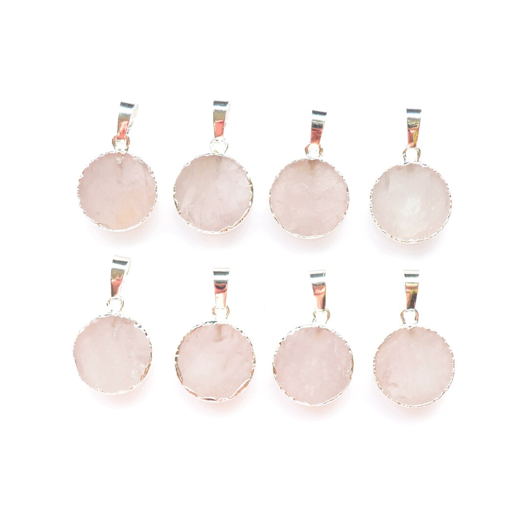 Nature 15mm Pink Crystal Round Pendant, Round Rose Quartz Pendant With ...