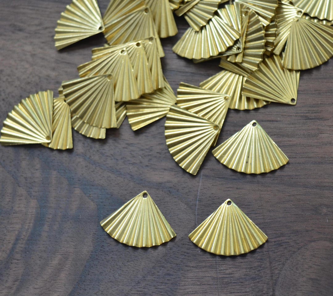 20 Pcs Raw Brass Fan Shape Charms 15*20 Mm , Fan Pendant ,raw Brass ...