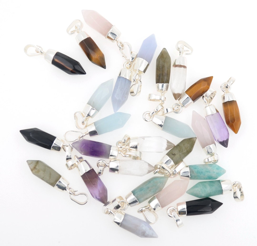 Rose Quartz Crystal Point Pendant, Electroplated Edges - Etsy