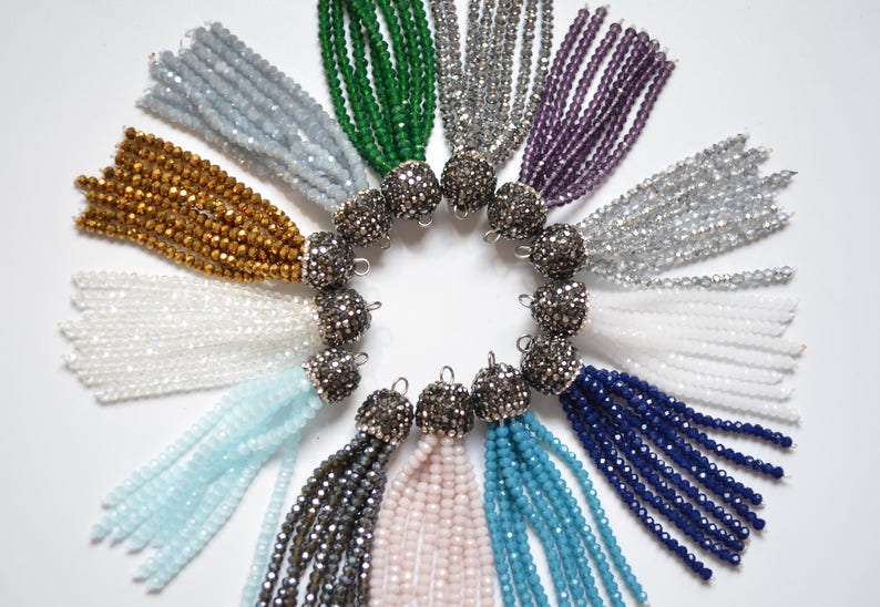 Crystal Beads Tassels Pendant Faceted Glass Tassels With - Etsy