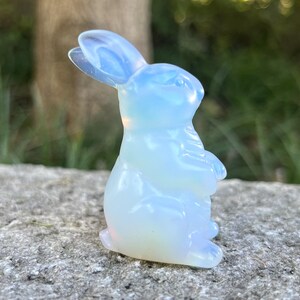 1.5 " Carved Opal / White Jade Rabbit , Carved Crystal Animal, Gemstone ...
