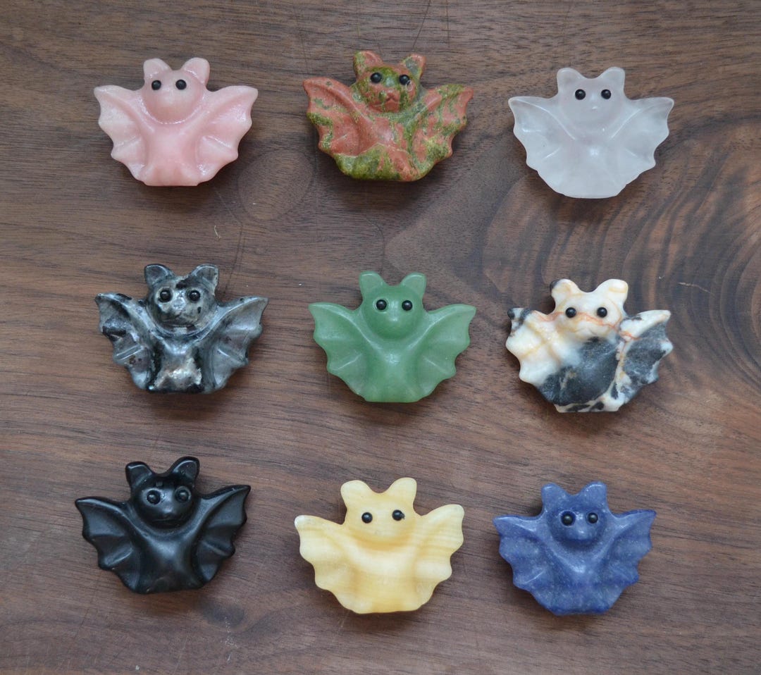 Crystal Bat Figurine, Gemstone Carving, Gothic Decor (1.5 Inch) - Etsy