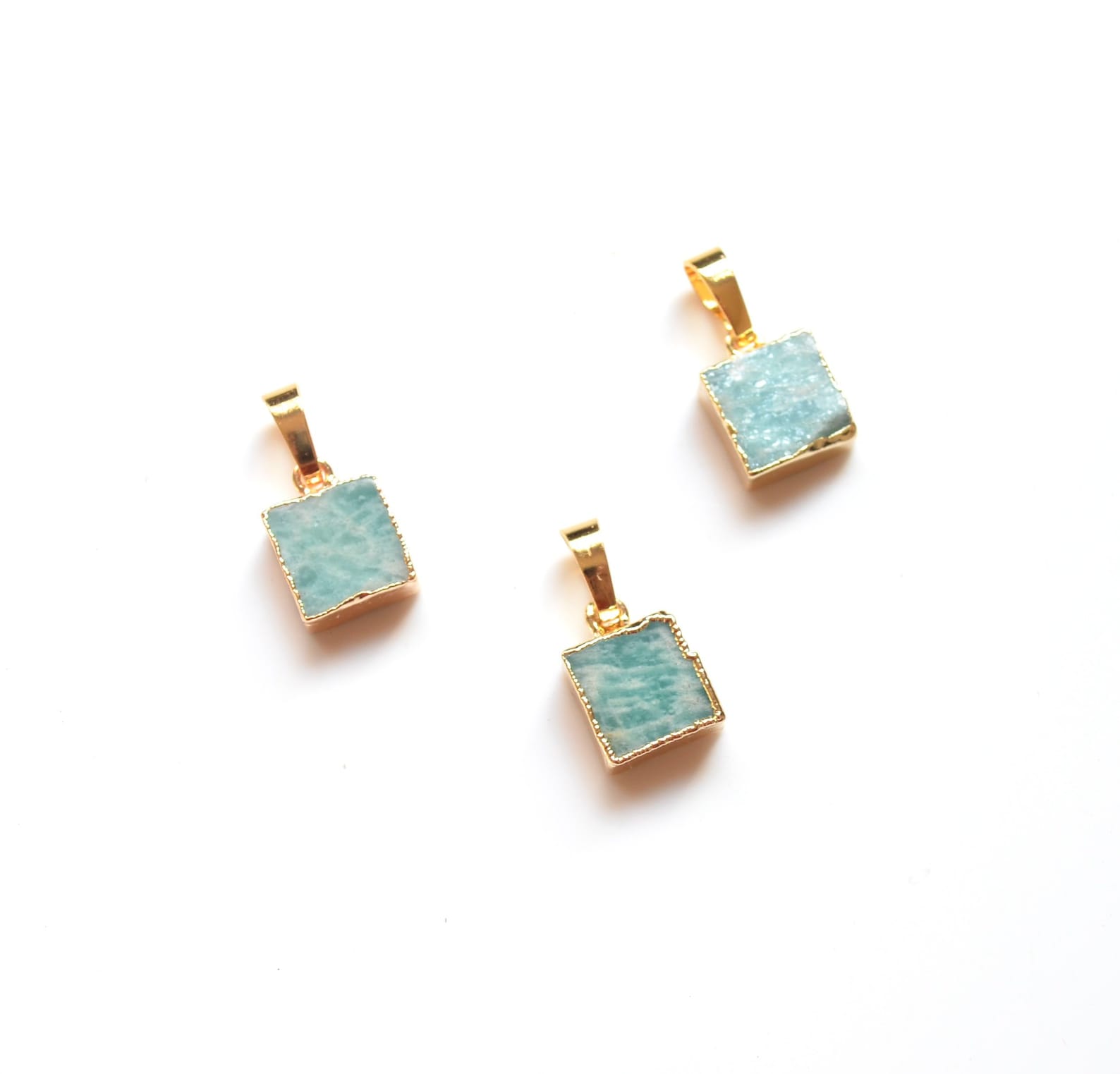 Nature Rectangle Amazonite Stone Pendant With Gold - Etsy
