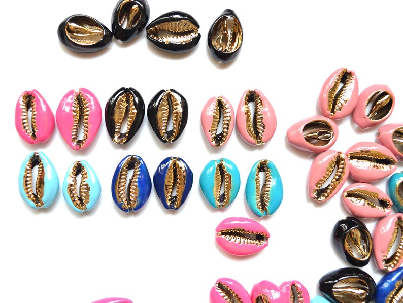 New Gold Plated Enamel Cowrie Seashell Charmcolourful Conch | Etsy