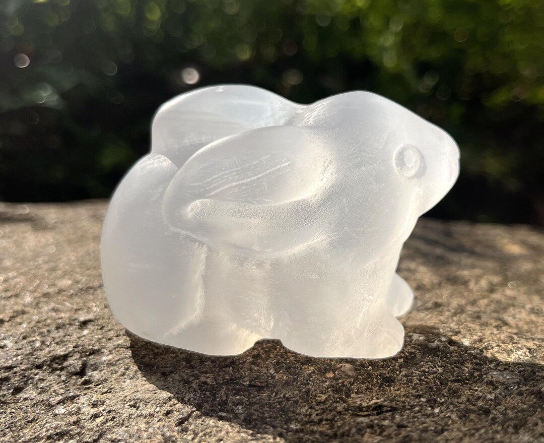 3" + Carved Selenite Rabbit , Carved Crystal Animal, Gemstone Rabbit ...
