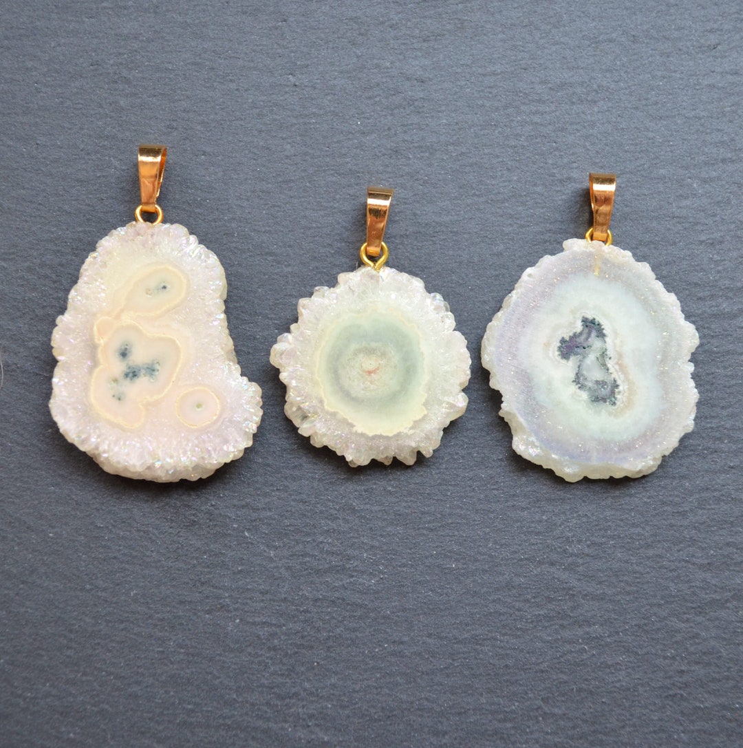 Nature AB Colored White Stalactite Solar Agate Druzy Slice ,solar ...