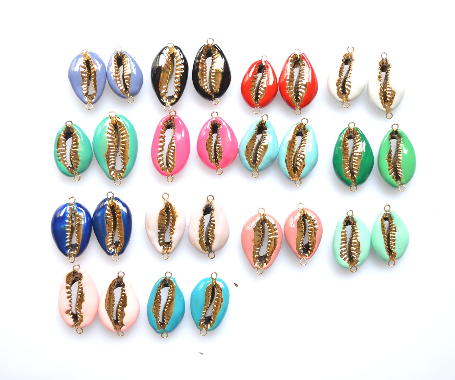 Gold Plated Enamel Cowrie Seashell Connector Charmcolourful - Etsy