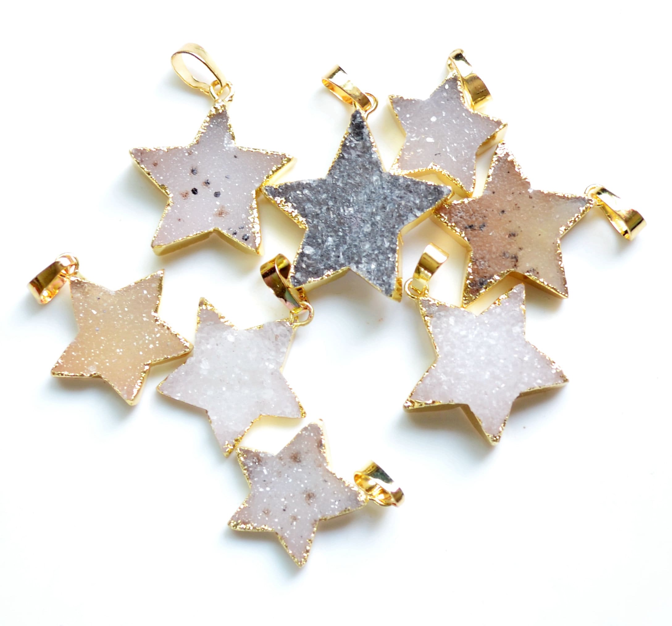 Wholesale Nature crystal star shape crystal Druzy Pendant with | Etsy