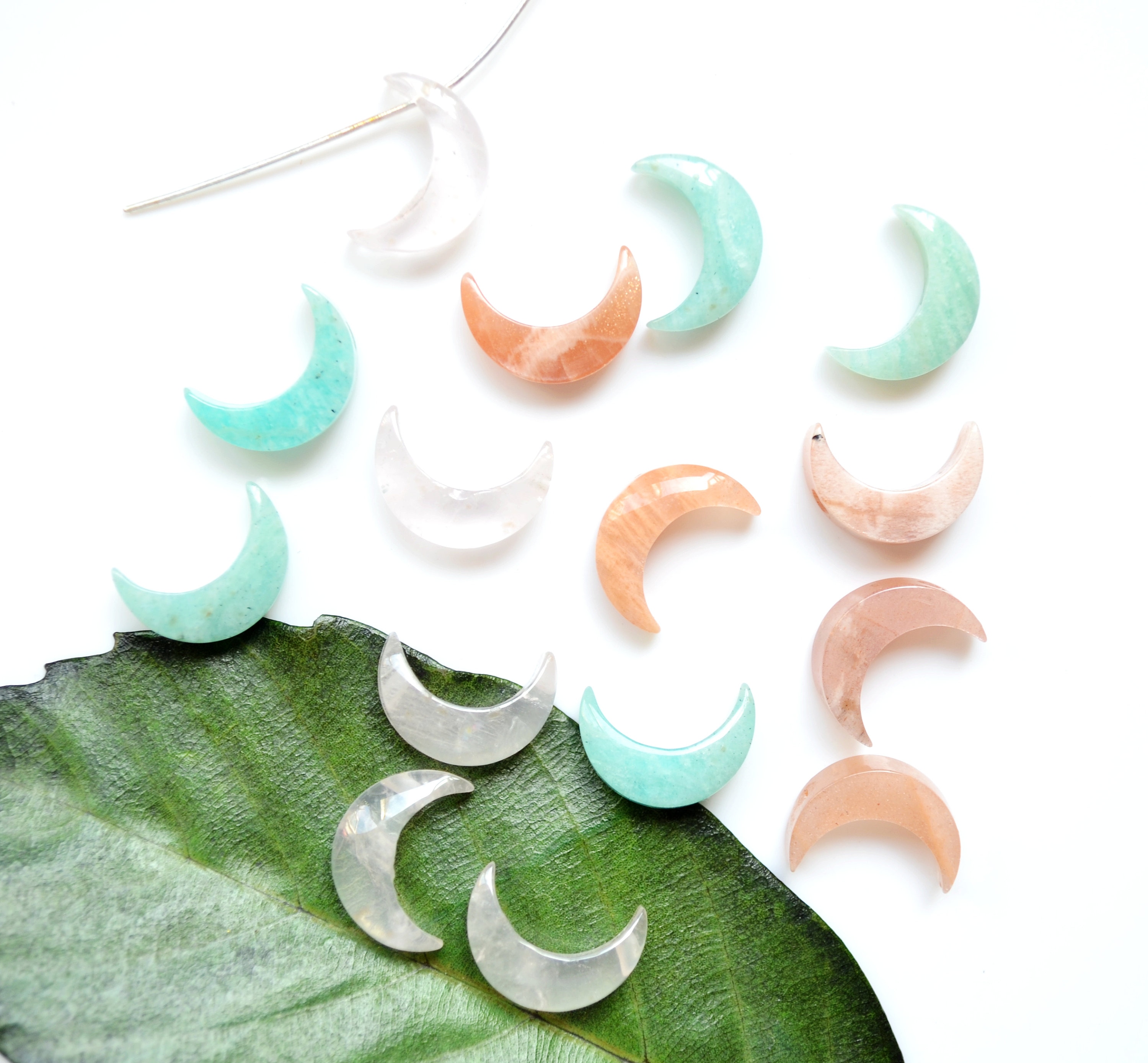 Nature 145 Mm Moon Shape Gemstone Pendantmoon Shape Stone - Etsy