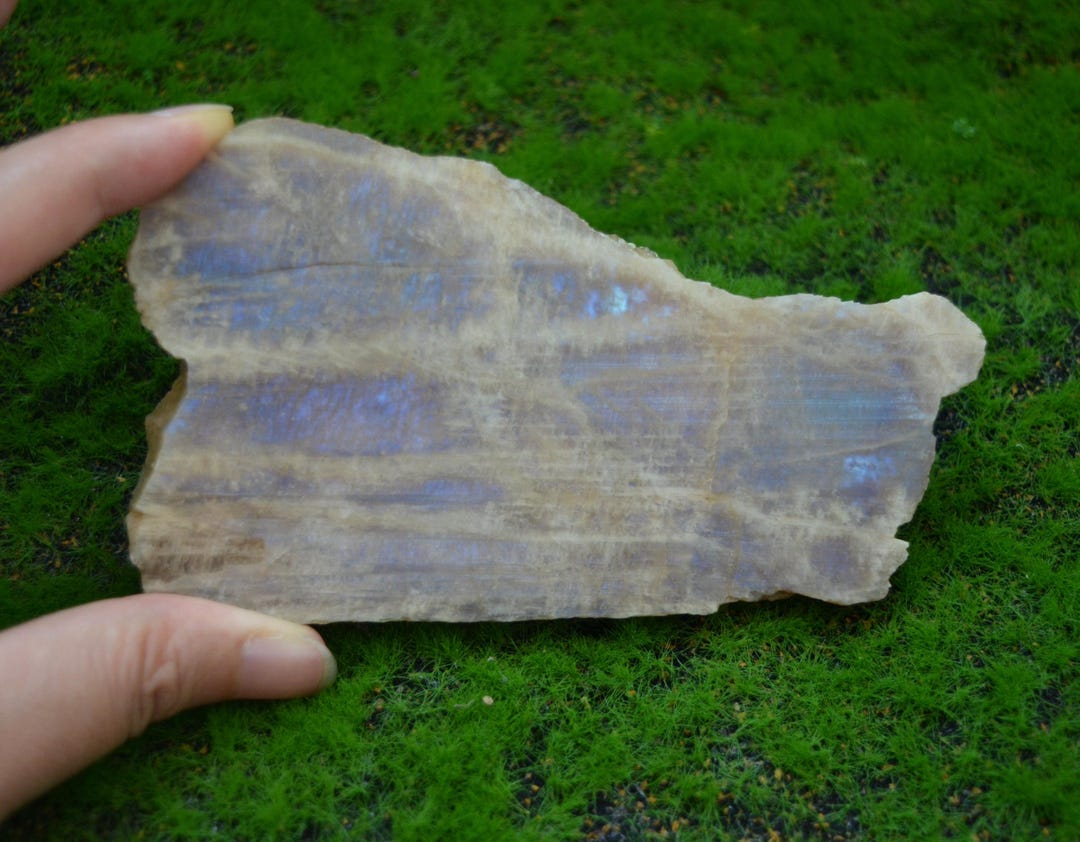 4.7" Blue Flash Moon Stone Slab ,mineral Slab ,moonstone Slice, Energy ...