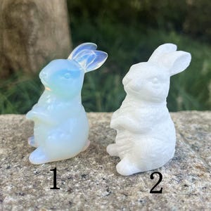 1.5 " Carved Opal / White Jade Rabbit , Carved Crystal Animal, Gemstone ...