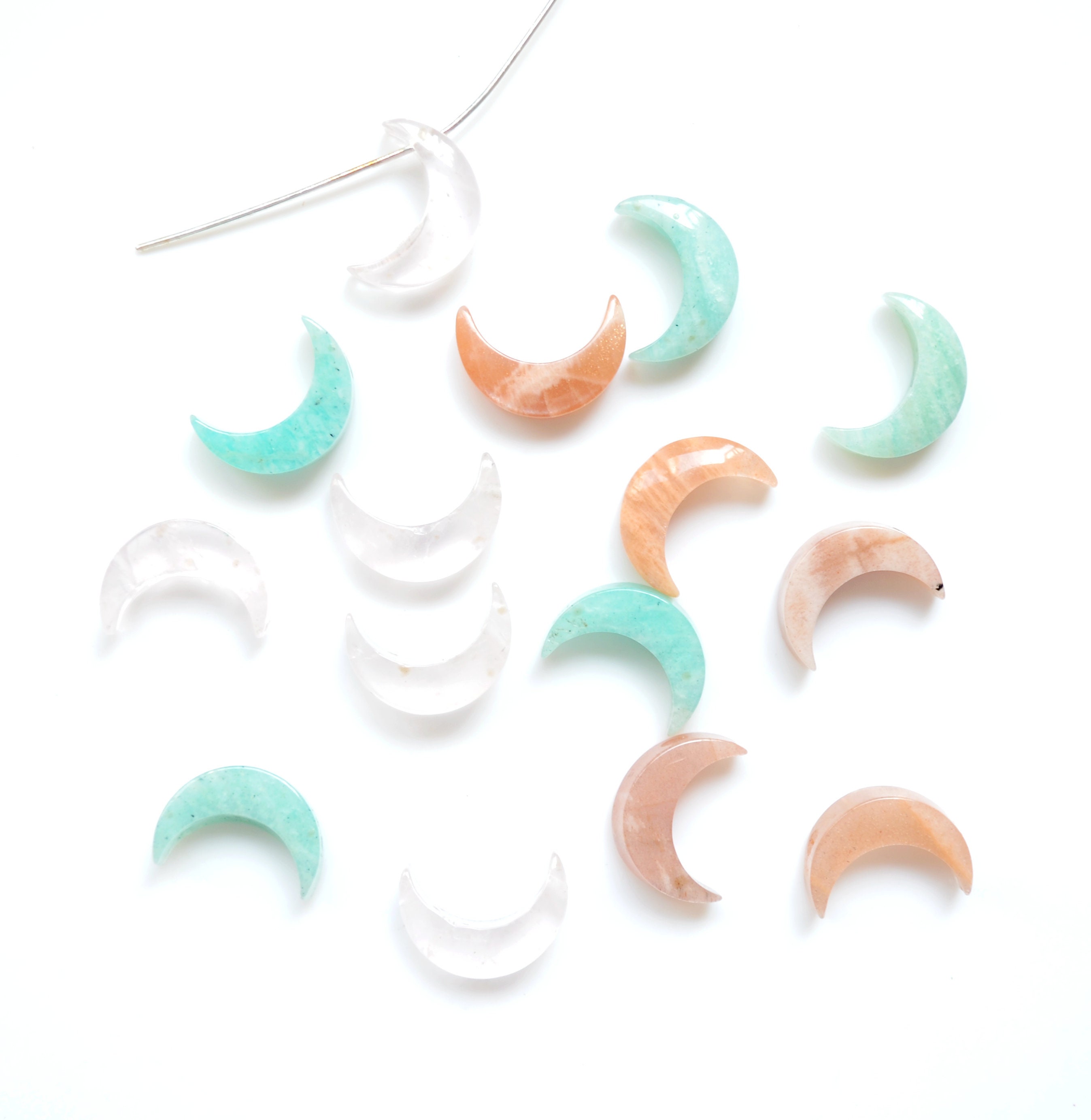 Nature 145 Mm Moon Shape Gemstone Pendantmoon Shape Stone - Etsy