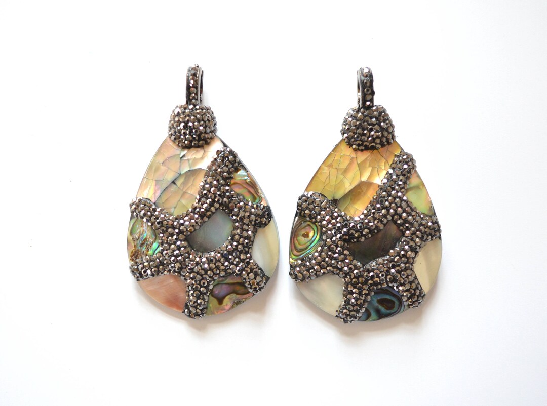 Nature Water Drop Shape Shell Pendant With Crystal Zircon Gemstone ...