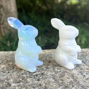 1.5 " Carved Opal / White Jade Rabbit , Carved Crystal Animal, Gemstone ...