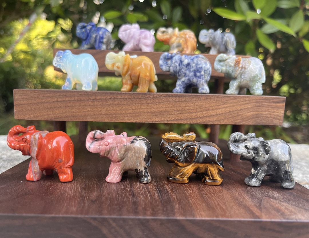 1.5 " Carved Crystal Elephant , Carved Crystal Animal, Gemstone ...