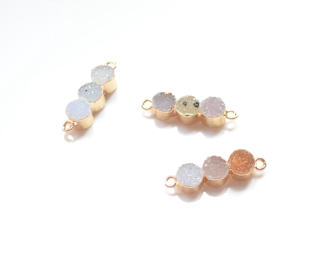 Nature Crystal Connector Charms Drusy Druzy Pendant ,crystal Druzy Agate Connector With Gold ...