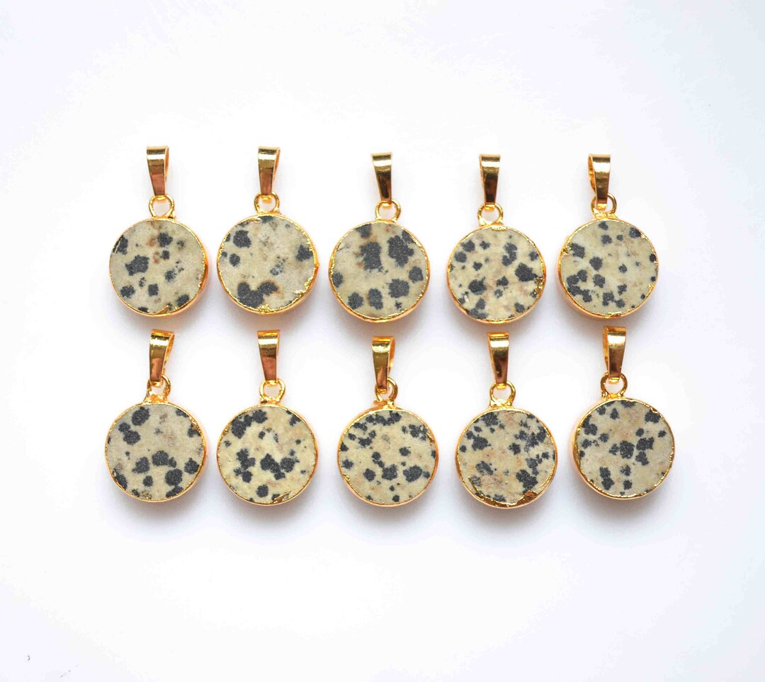 Nature 15mm Dalmation Jasper Drusy Druzy Pendant, Round Dalmation ...