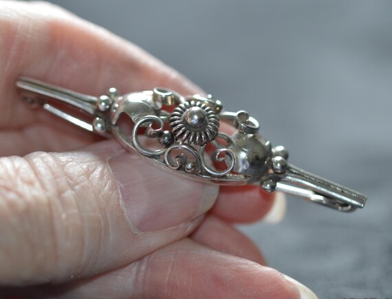 Vintage Danish Henry Roland silver bar brooch, sterli… - Gem