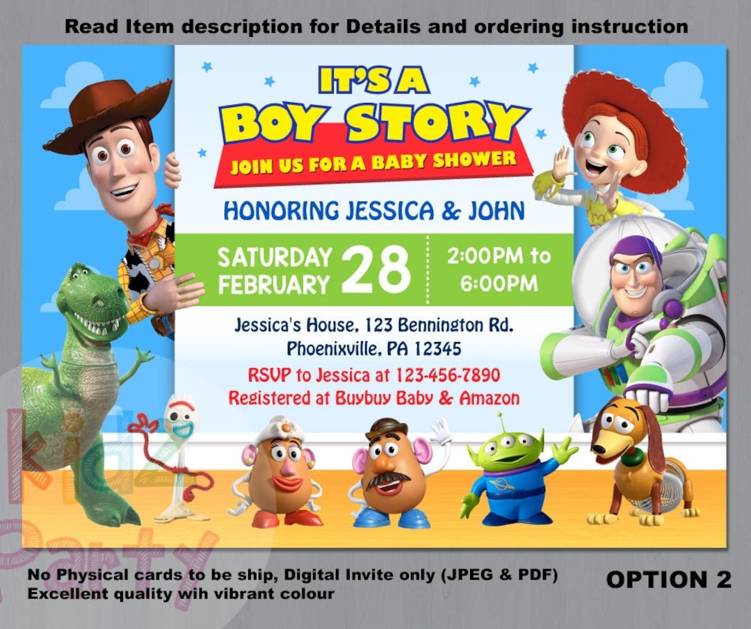 Toy Story Baby Shower Invitation, Boy Story Invitation, Baby Shower ...