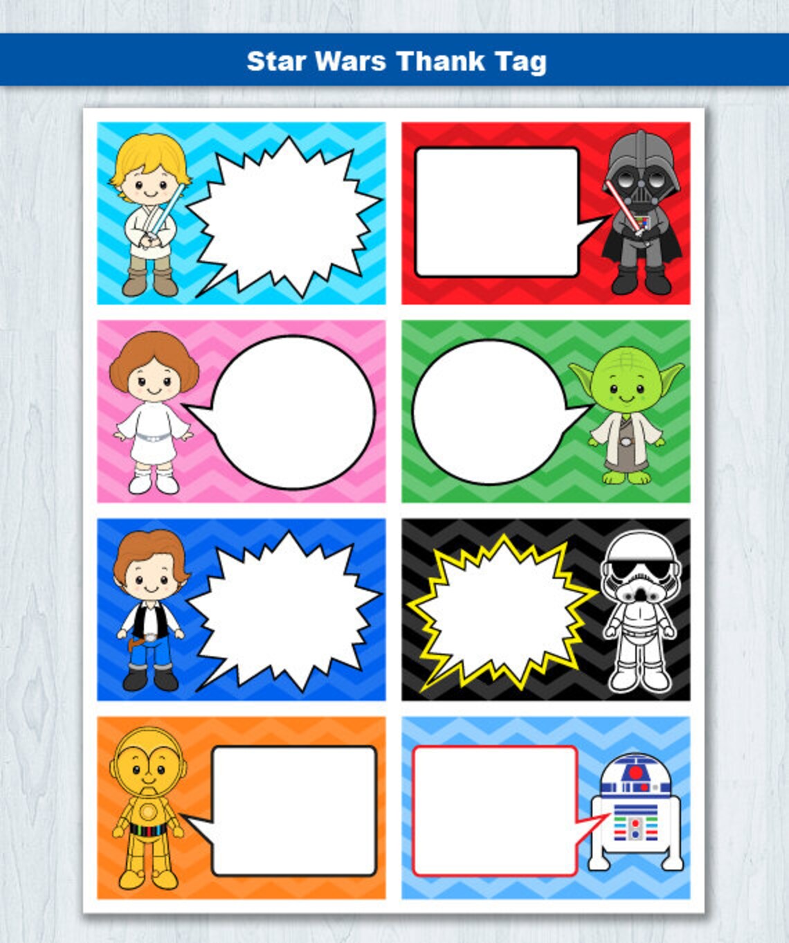 Star Wars Party Favor Tags Thank You Tags Birthday Party | Etsy