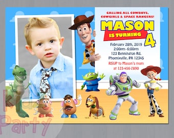 Toy Story Invitation Chalkboard Blue Green // Toy Story Birthday Party ...