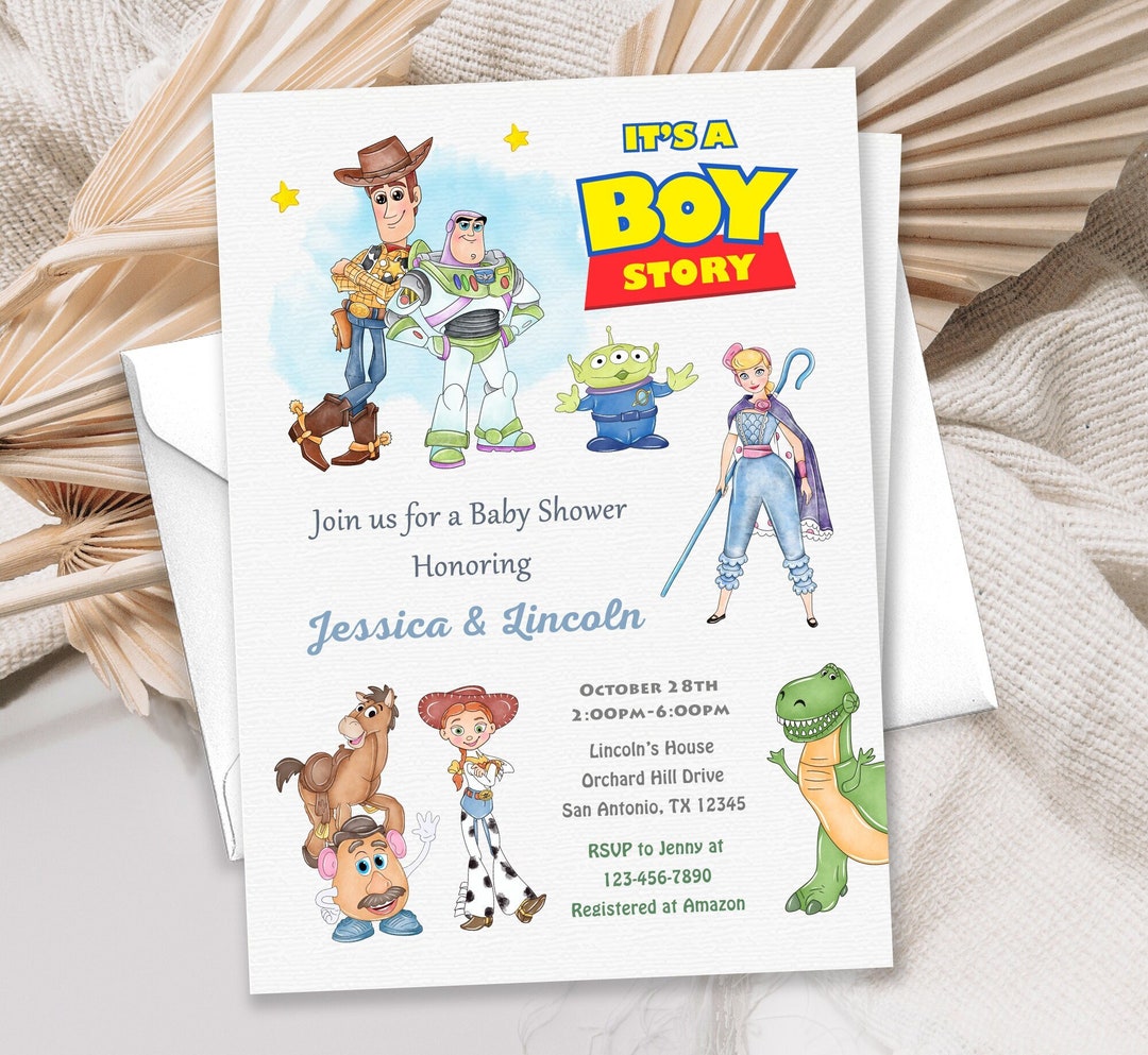 Boy Story Baby Shower Invitation, Boy Story Invite, Boy Story Baby ...
