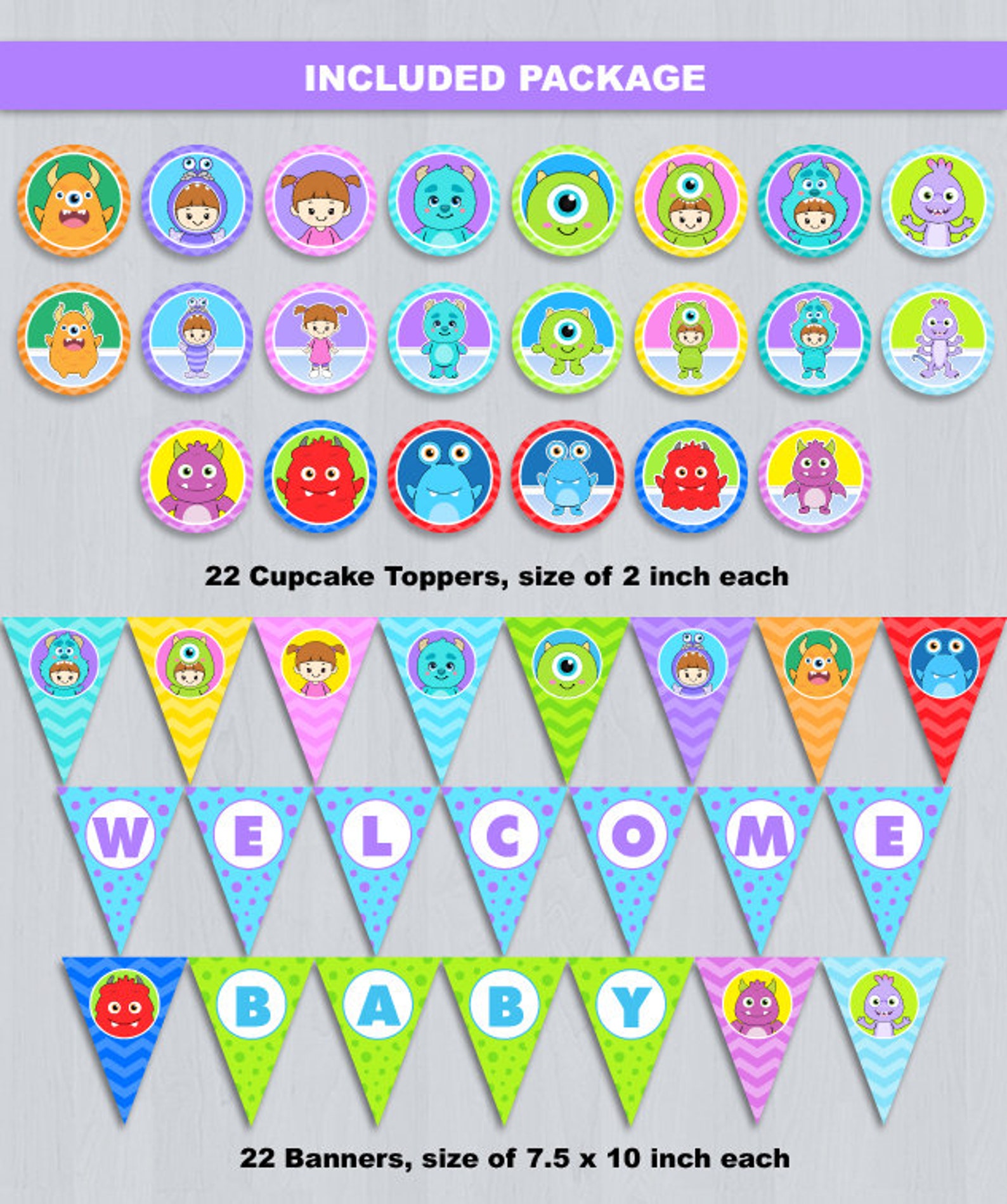 Monsters Baby Shower Monsters Baby Shower Party Package - Etsy