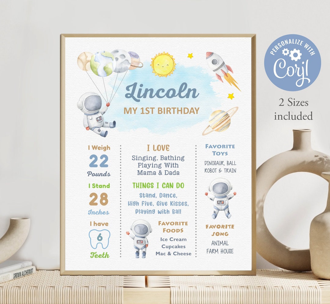 Outer Space Milestone Birthday Poster, First Trip Around the Sun ...