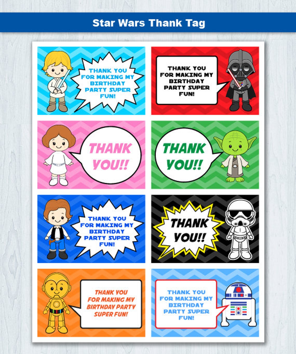 Star Wars Party Favor Tags Thank You Tags Birthday Party | Etsy