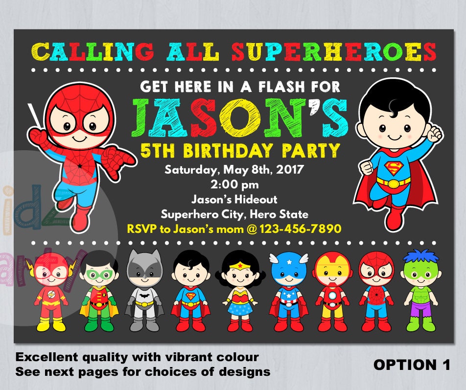 Paper & Party Supplies super hero invitation Superhero Birthday Invite ...
