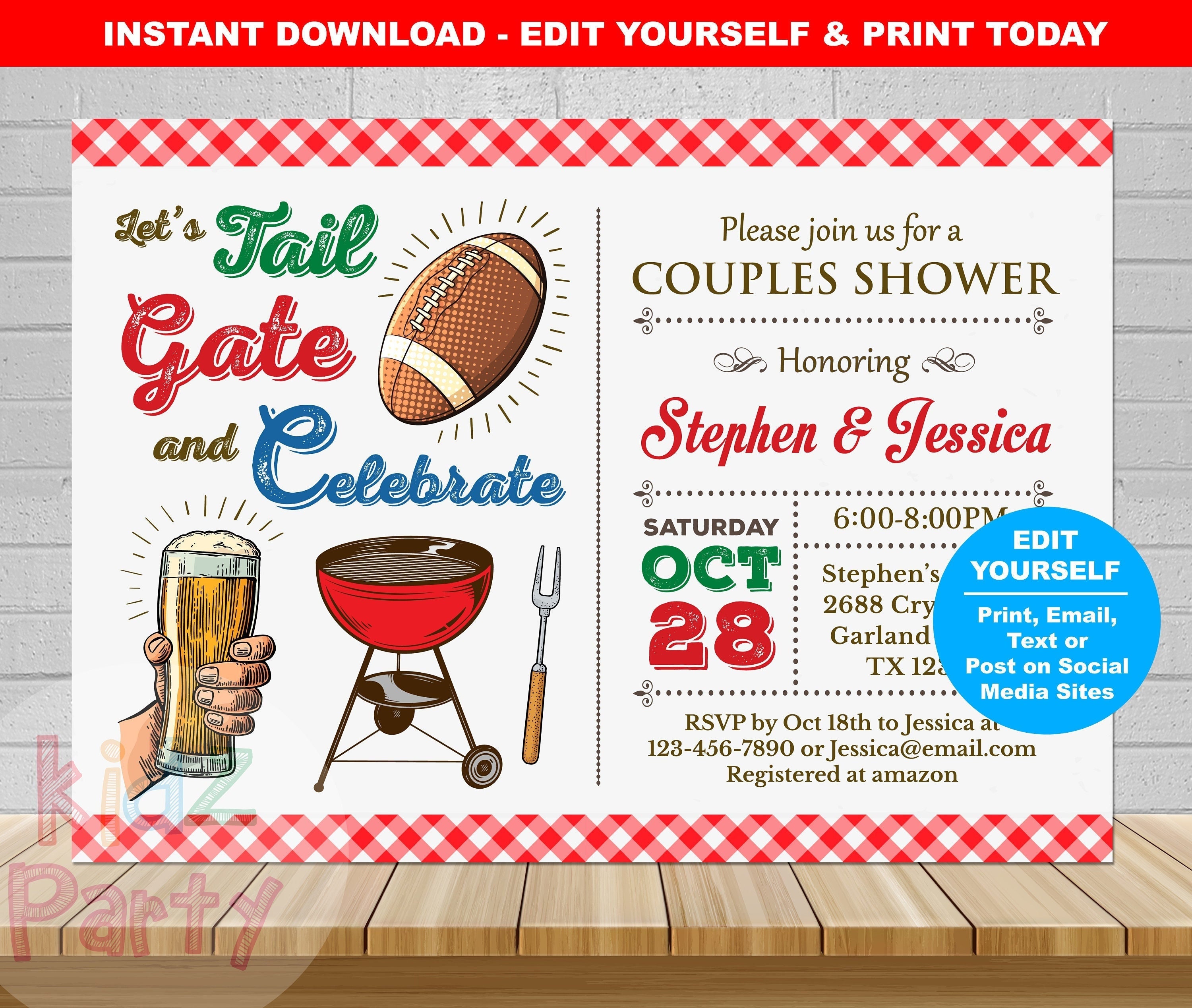 Tailgate and Celebrate Invite Tailgate Couples Shower - Etsy