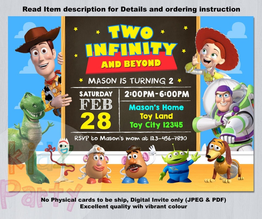 Two Infinity and Beyond Invitation, Toy Story 2nd Birthday Party ...