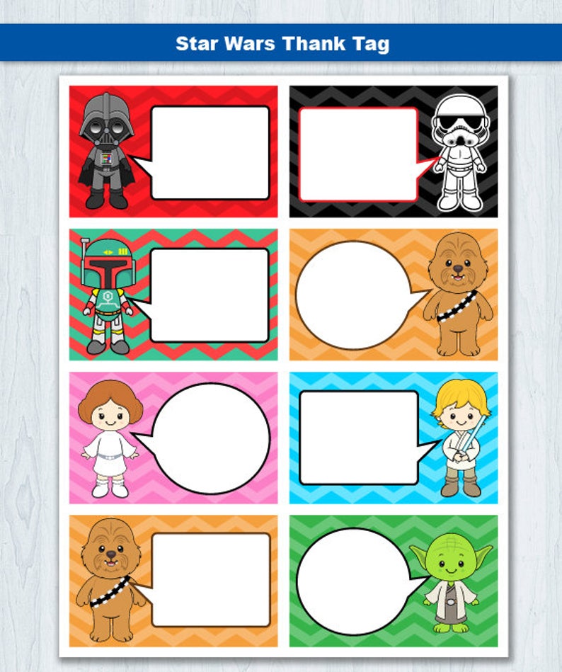 Star Wars Party Favor Tags Thank You Tags Birthday Party - Etsy