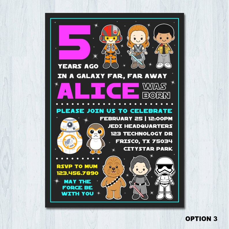 Invitación de Star Wars Invitación de cumpleaños de Star Wars | Etsy