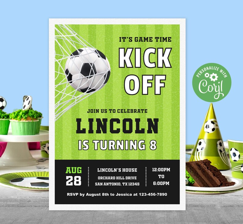 Editable Soccer Birthday Invitation Template, Soccer Invitation, Soccer ...