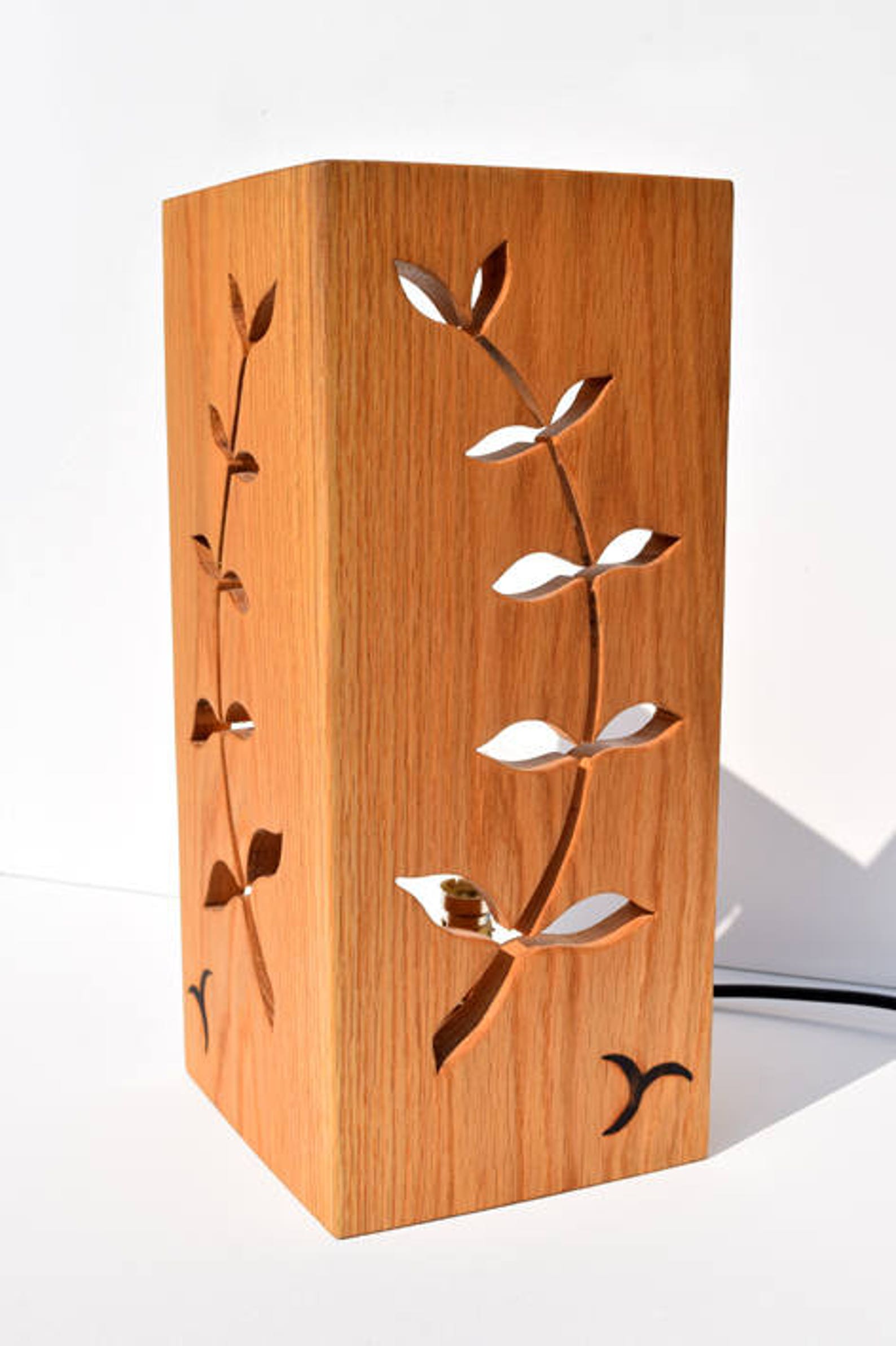 Contemporary Handcrafted Corner Lamp in Solid Oak Beautiful Styling and ...