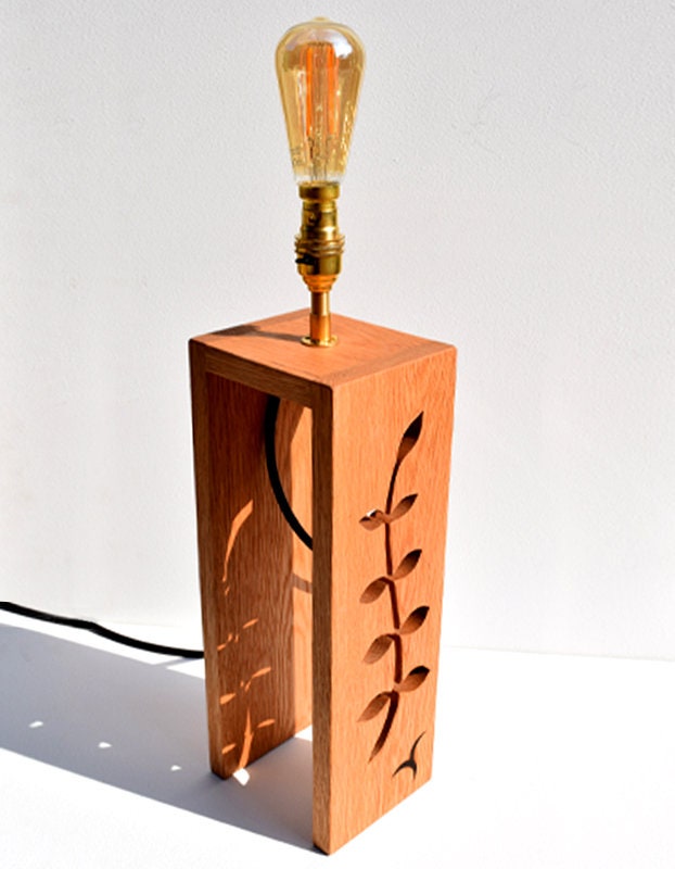 Contemporary Handcrafted Corner Lamp in Solid Oak Beautiful | Etsy