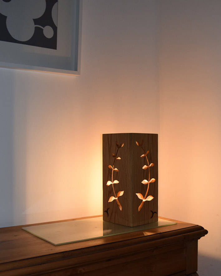 Contemporary Handcrafted Corner Lamp in Solid Oak Beautiful Styling and ...