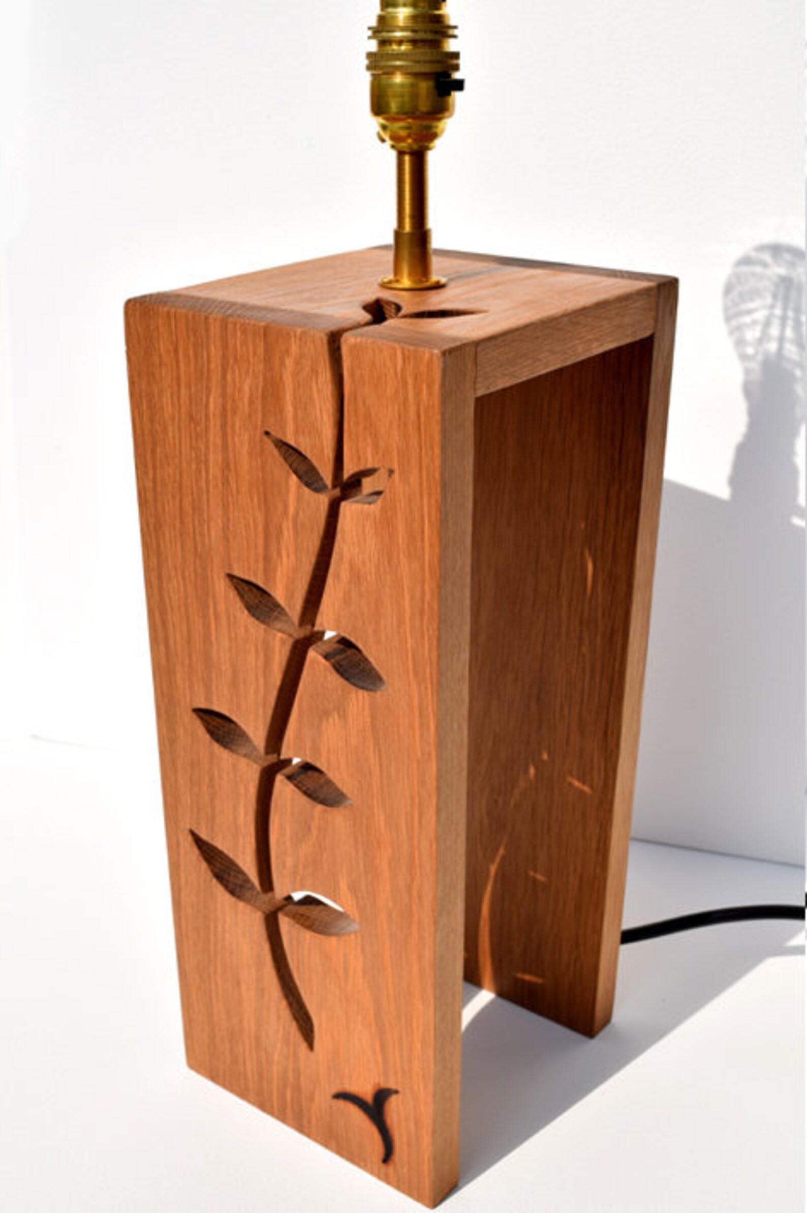 Contemporary Handcrafted Corner Lamp in Solid Oak Beautiful Styling and ...