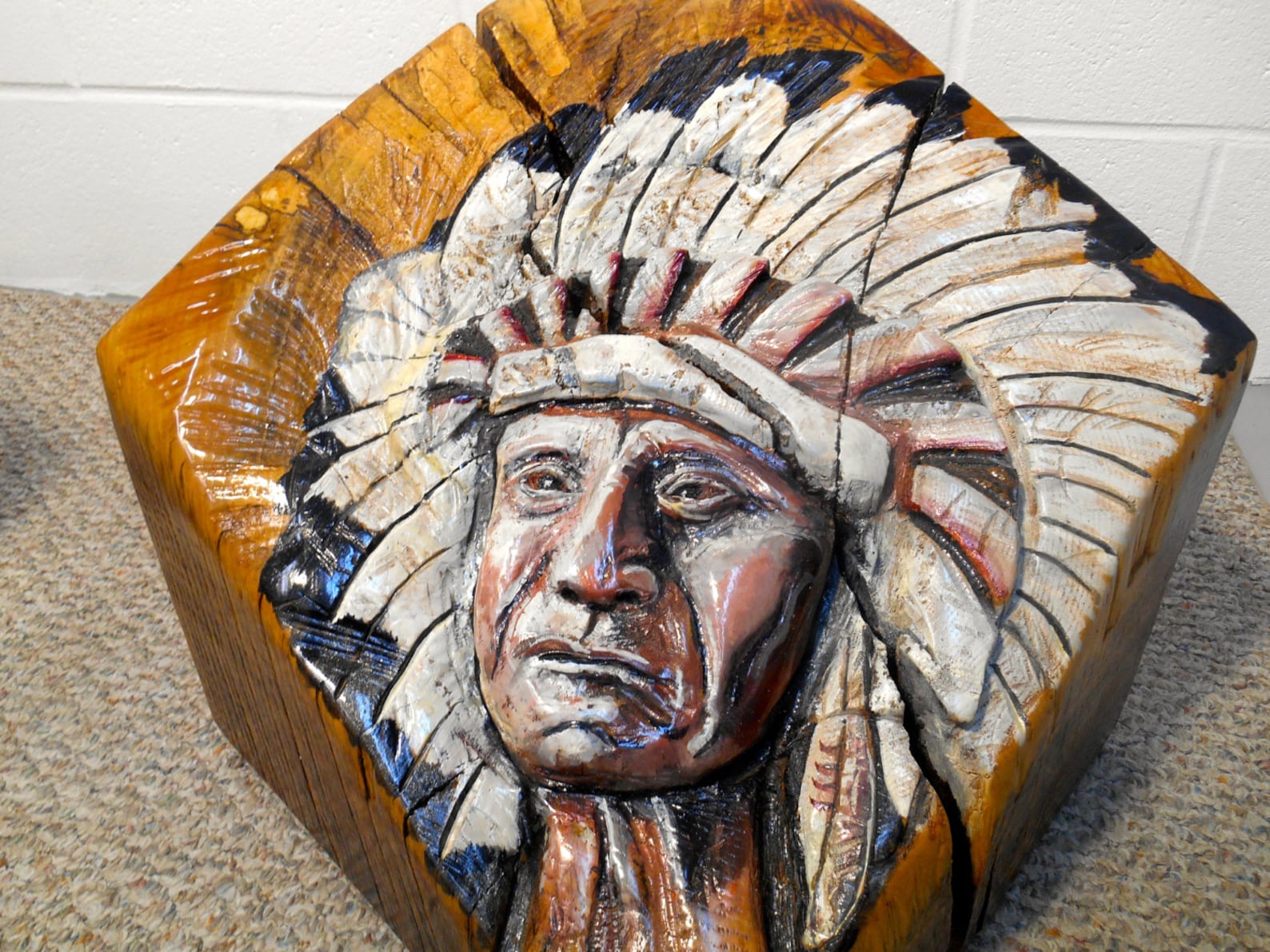 Indian Carving Native American Chief, Indian Chief Oak Carving on ...