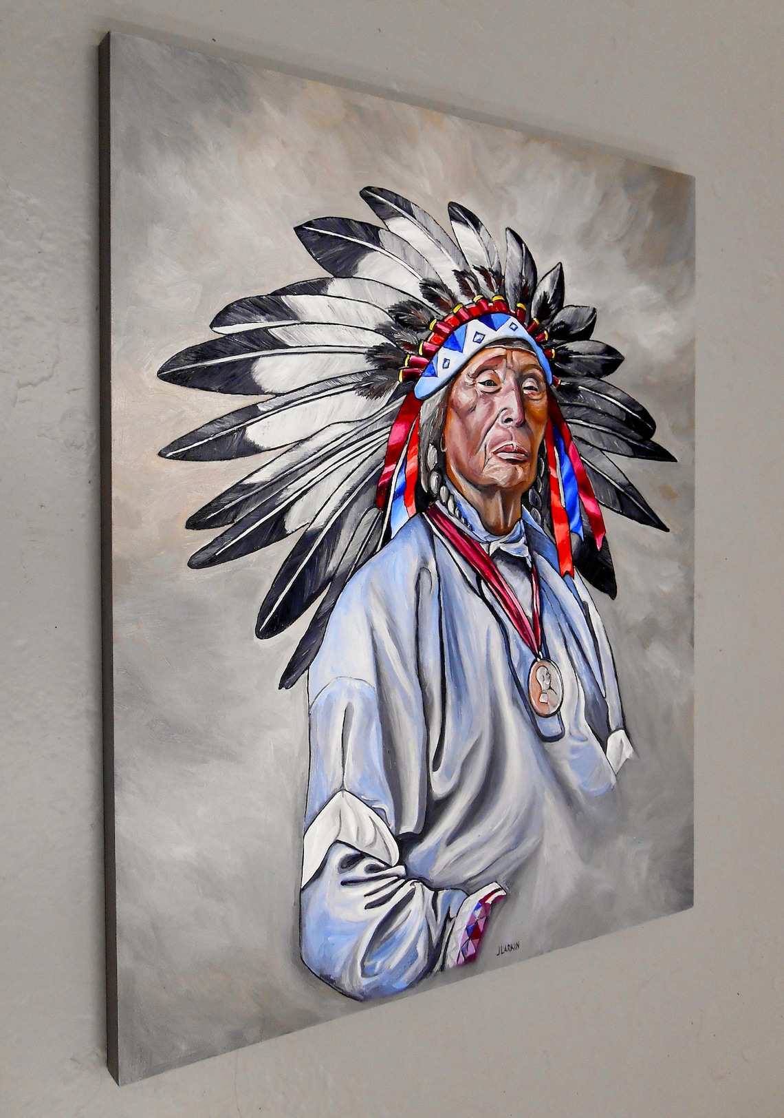 Chief Red Arrow, Native American Oil Painting, American Indian Chief ...