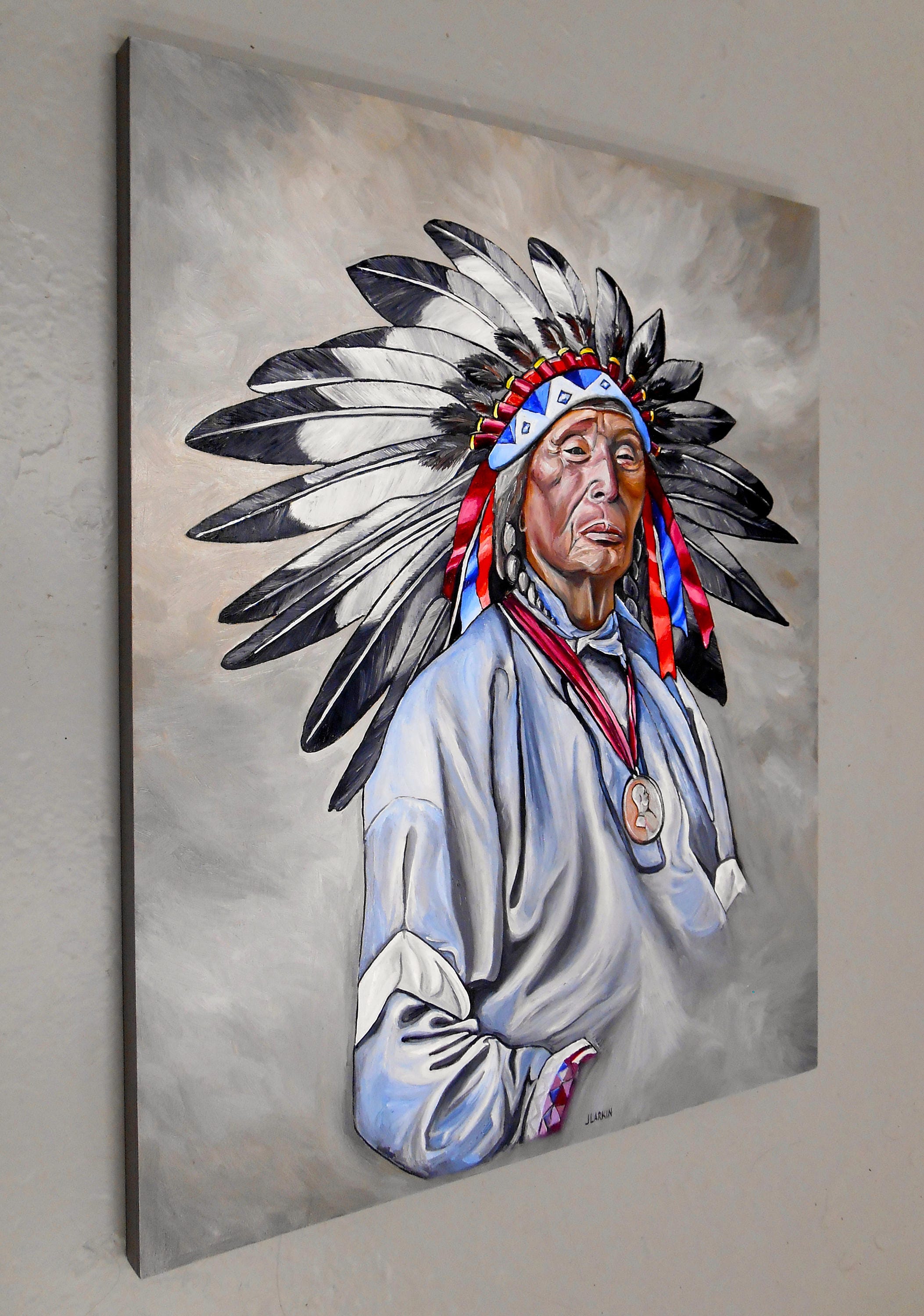 Chief Red Arrow, Native American Oil Painting, American Indian Chief ...