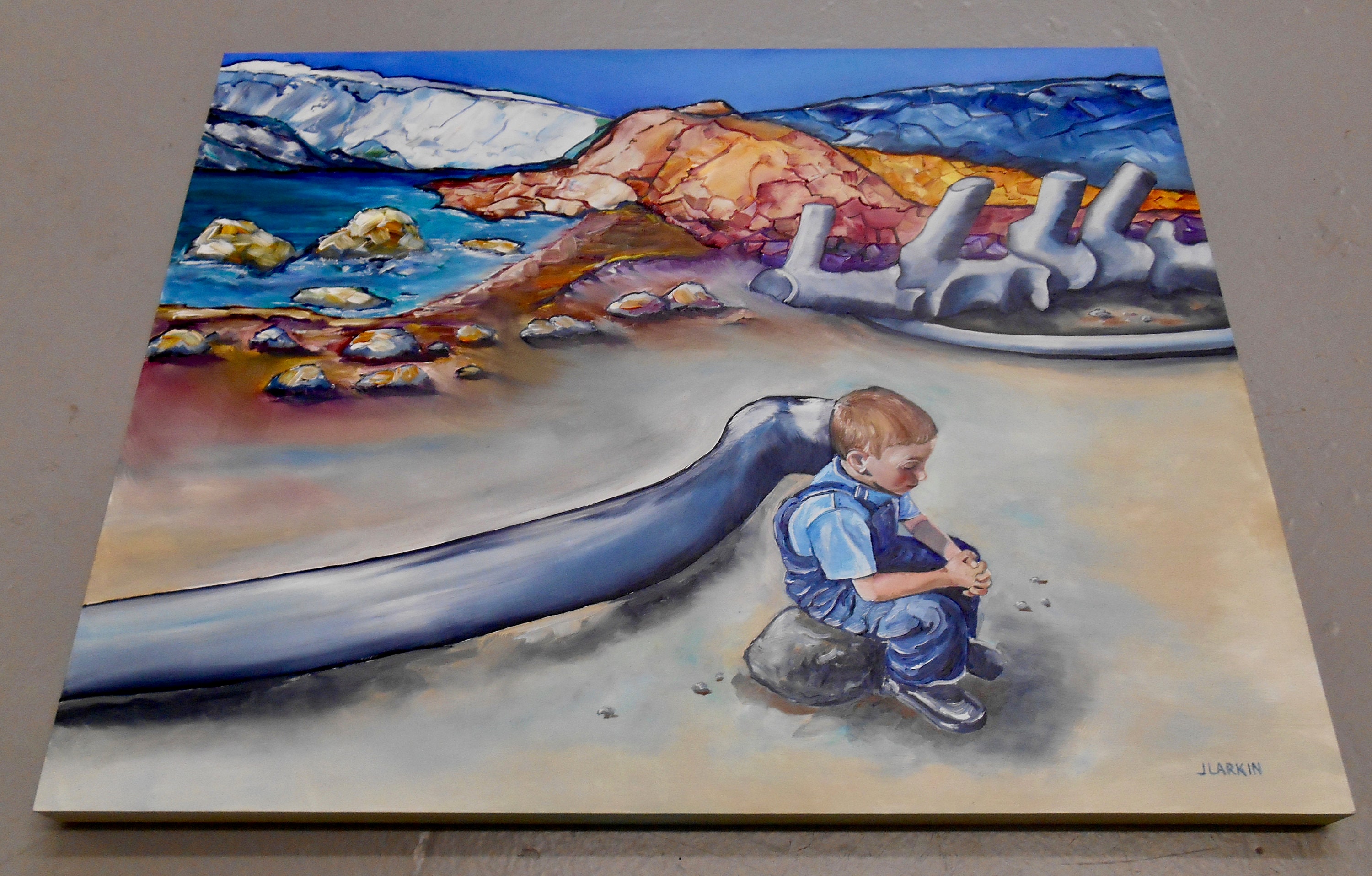 Biblical Oil Painting, Jonah and the Whale, Ocean Oil Painting, Beach ...