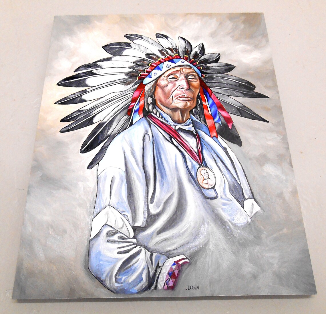 Chief Red Arrow, Native American Oil Painting, American Indian Chief ...