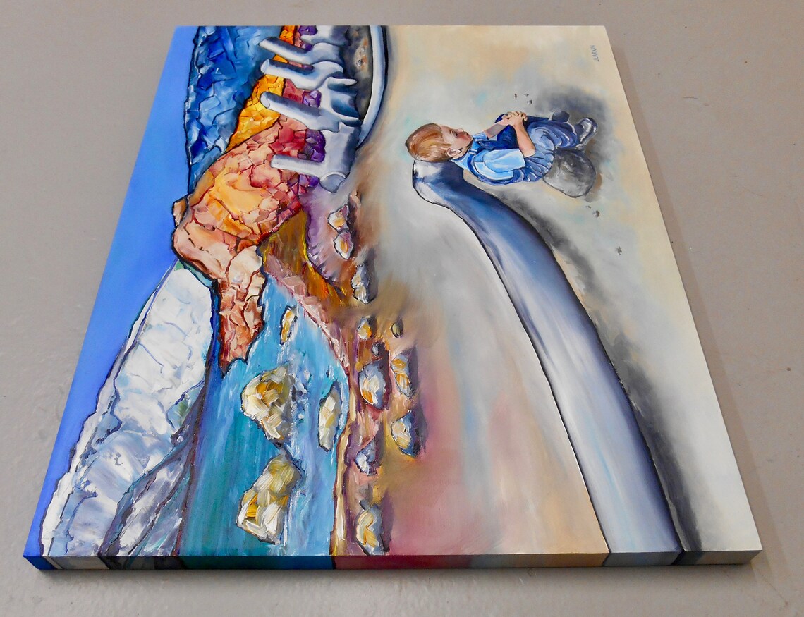 Biblical Oil Painting, Jonah and the Whale, Ocean Oil Painting, Beach ...