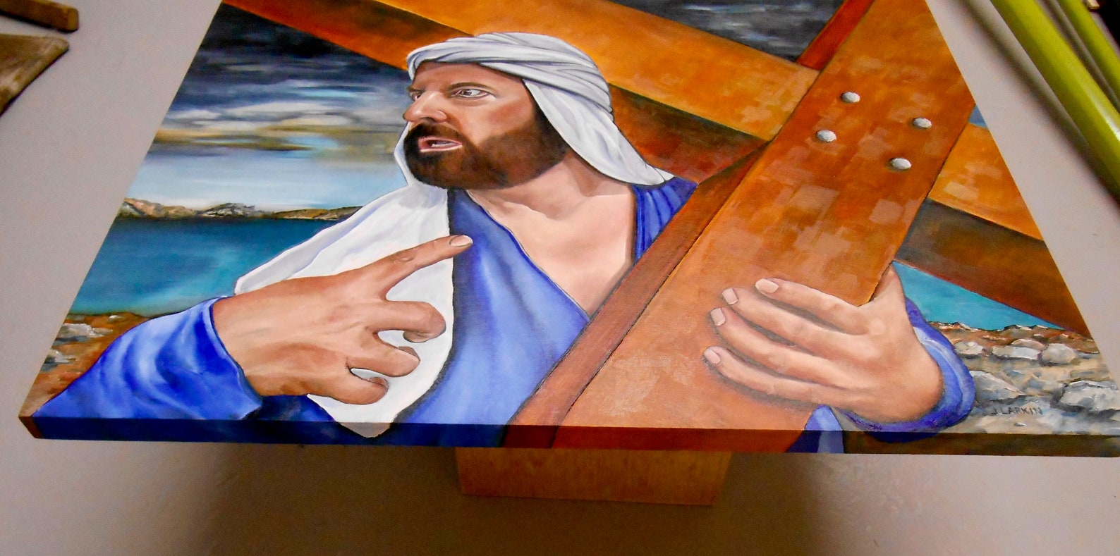 Simon of Cyrene, Lenten Oil Painting, Passion of Jesus, Calvary ...