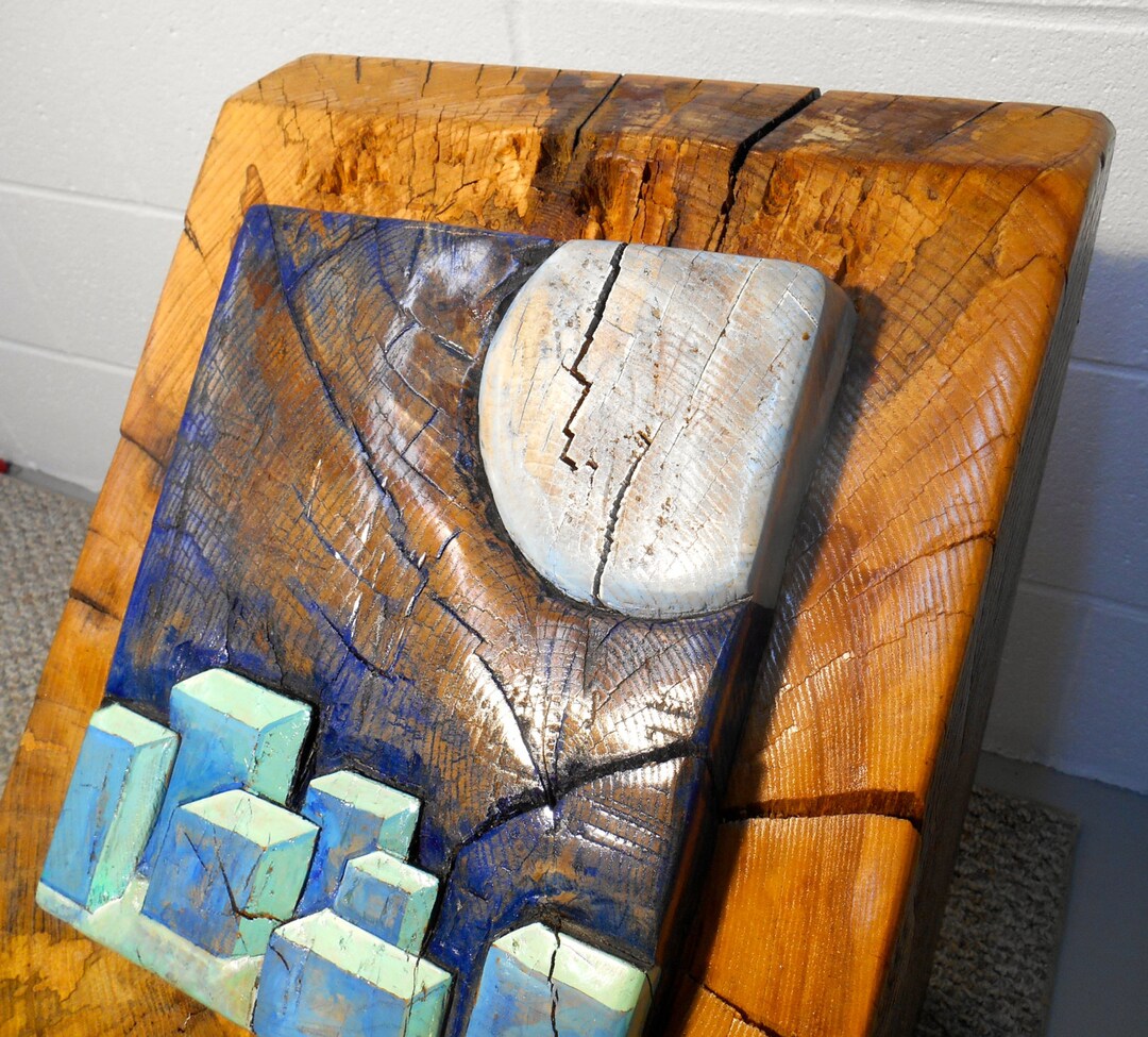 Wood Timber Carving, Free Standing Oak Carving, City Full Moon, Oil ...